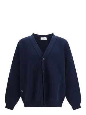 LANEUS Wool Cardigan With Boxy Fit - Blue