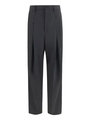 Dolce & Gabbana Wide-leg Wool Blend Tailored Trousers - Black
