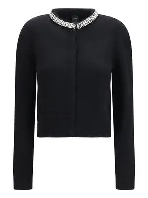 Pinko Colonia Cardigan With Jewel Collar Black