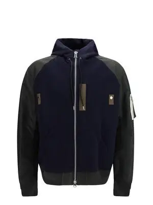 Sacai Cotton Blend And Twill Hoodie - Multicolour