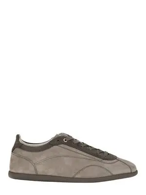 Brunello Cucinelli Nubuck And Suede Slim Sole Sneakers - Grey