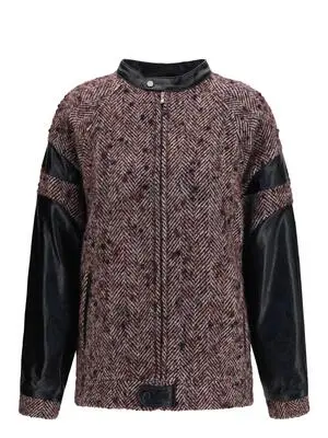 KRISTINA TI Virgin Wool Blend And Leather Jacket - Multicolour