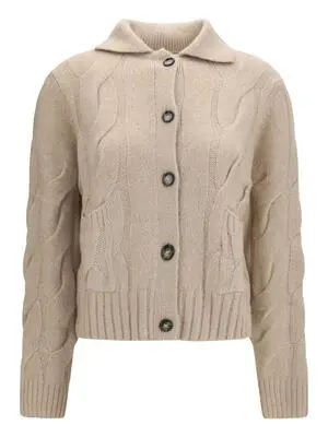 ALLUDE ALLUDE Cashmere And Silk Buttoned Sweater Beige