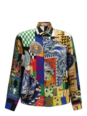 Versace Medusa Print Silk Twill Shirt - Multicolour