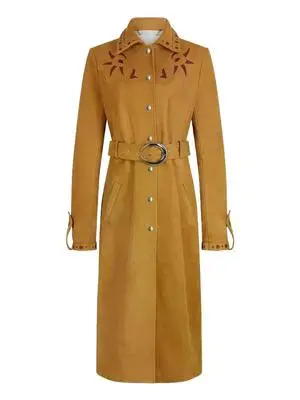Rabanne Suede Trench Coat - Brown
