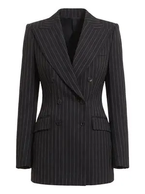 Dolce & Gabbana Double Breasted Pinstripe Wool Blazer - Multicolor