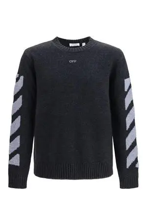 Off-White Diag Fuzzy Knit Crewneck Sweater - Gray