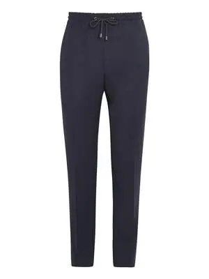 Pal Zileri Virgin Wool Drawstring Trousers - Navy