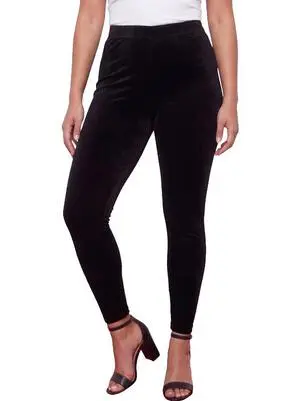 Roaman's Velour Leggings With Embellished Detail - Black