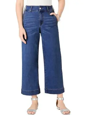 Roaman's Wide Leg Crop Jean - Medium Blue