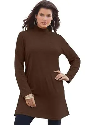 Roaman's Mockneck Tunic - Chocolate