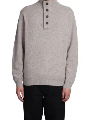 Barbour Buttoned High-neck Knit Jumper - Gray