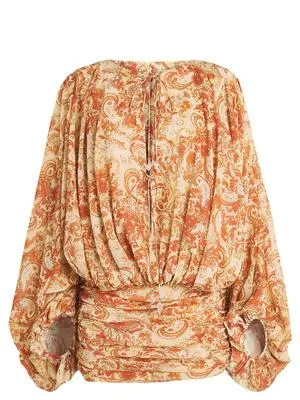 DE LA VALI De La Vali Eulalia Paisley Print Chiffon Mini Dress