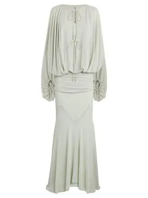 DE LA VALI Chiffon Eulalia Maxi Dress - Green