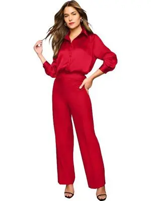 Roaman's Kate Satin Blouse - Vivid Red