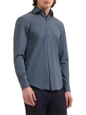 Bugatchi Devon Ooohcotton Tech Button-up Shirt - Navy