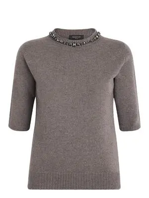 Fabiana Filippi Virgin Wool-silk-cashmere Embellished Sweater - Brown