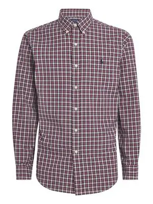 Polo Ralph Lauren Cotton Check Polo Pony Custom Fit Shirt - Red