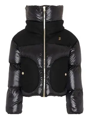 Herno Short Down Jacket With Metal Logo - Black