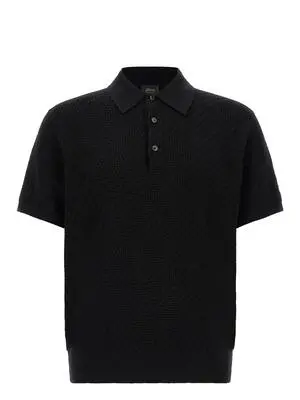 Brioni Trama' Weaving Polo - Black