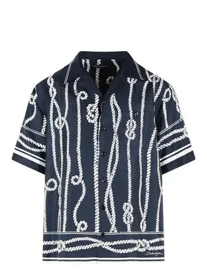 Dolce & Gabbana Dolce & Gabbana 'Corde' Navy Silk Shirt Men Blue