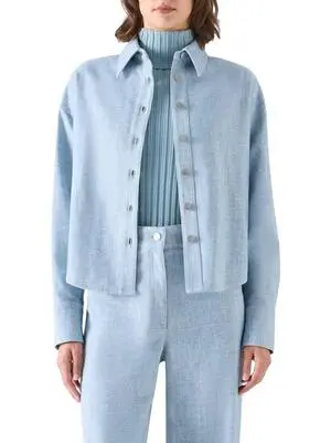 Akris Cropped Cotton Denim Shirt - Light Blue