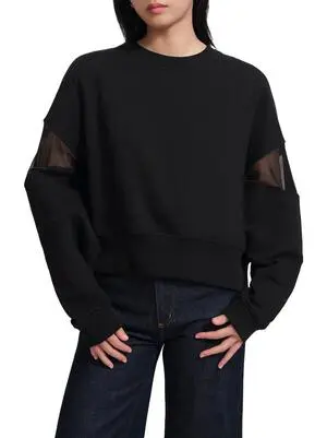 MARCELLA Iara Sheer Mesh Sleeve Sweatshirt - Black
