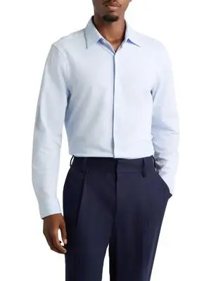 OPEN EDIT Slim Fit Solid Dress Shirt - Blue Halogen