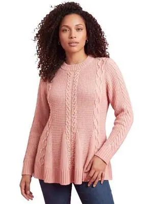 Roaman's Roaman's Embellished Fit And Flare Sweater Soft Blush