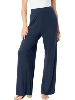 Roaman's Ultra Drape Pull-on Pants - Navy