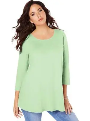 Roaman's Ultimate Three Quarter Sleeve Swing Tee - Green Mint