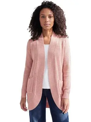 Roaman's Waffle Knit Open Front Cardigan - Soft Blush