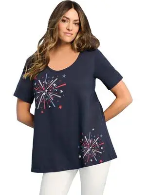 Roaman's American Graphic T-Shirt Navy Fireworks