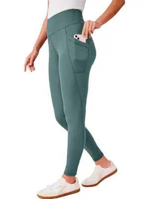 Roaman's Soft Sculpt Side Pocket Legging - Cool Sage
