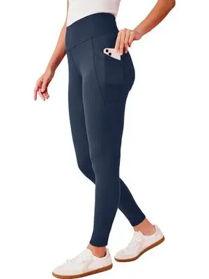Roaman's Soft Sculpt Side Pocket Legging - Navy