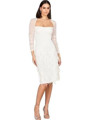 LARA NEW YORK Beaded Faux-wrap V-neck Bridal Gown - Ivory