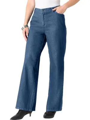 Roaman's Easy Wear Wide Leg Jeans - Medium Wash