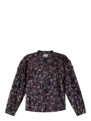 ETOILE Etoile Christa Gathered Printed Cotton Voile Blouse