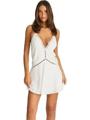 SASHA THERESE Tansy Mini Dress With Plunging Neckline And Open Back - White