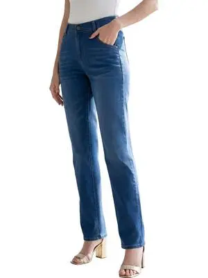 Roaman's 360º Stretch 5-pocket Straight Leg Jeans - Medium Stonewash