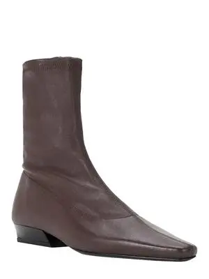 Staud Wally Sock Bootie With Square Toe And Flat Heel - Espresso