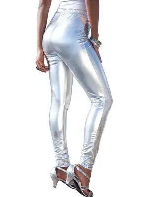 Roaman's Metallic Legging Silver