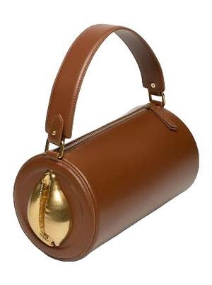 FLORE K. Flore K. Régine Cylinder Bag With Cowrie Shell Embellishment Brown