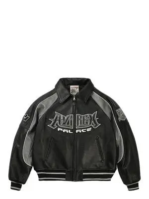 PALACE X Avirex Leather Bomber Jacket - Black