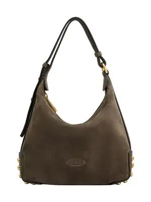 TOD'S Metal Dots Mini Bag In Suede - Gray