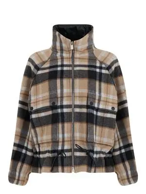 PINKO PINKO Plaid High-Neck Wool Blend Jacket