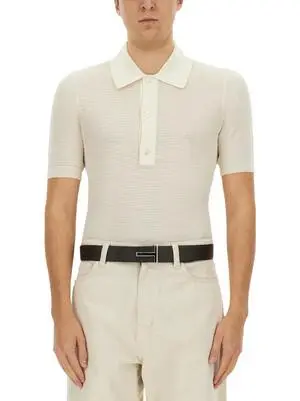 TOM FORD Cotton & Silk Polo Shirt - Ivory