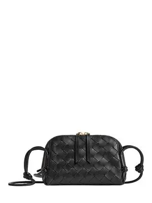 Bottega Veneta BOTTEGA VENETA Mini Lambskin Flat Pocket Bag Nero