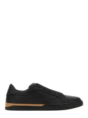Fendi City Leather Slip-on Sneakers - Black