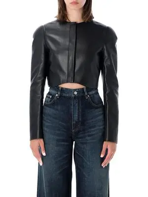 Alaïa ALAIA Lamb Leather Tailored Jacket With Sculpted Fitted Silhouette Nero